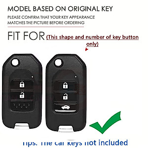 SANRILY Soft Transparent Frosted Flip Key Fob Cover for Honda Odyssey Civic Fit CR-V XR-V BR-V Jade Accord Vezel Pilot Crider Keyless Key Case with Keychain Black