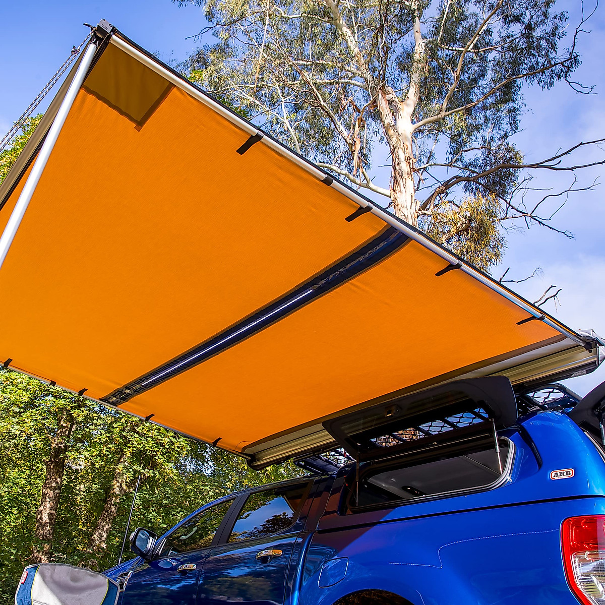 ARB 4x4 Accessories 814410 Rooftop Retractable Awning with Led Light Strip Included 2500x2500mm 8.2 Feet, Ideal for Camping, Roadtrips, Outdoor Trips, Travel, Teardrop, RV, Camper, 4x4 and SUV