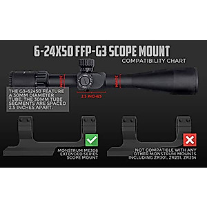 Monstrum G3 6-24x50 First Focal Plane FFP Rifle Scope with Illuminated MOA Reticle and Adjustable Objective (Black)
