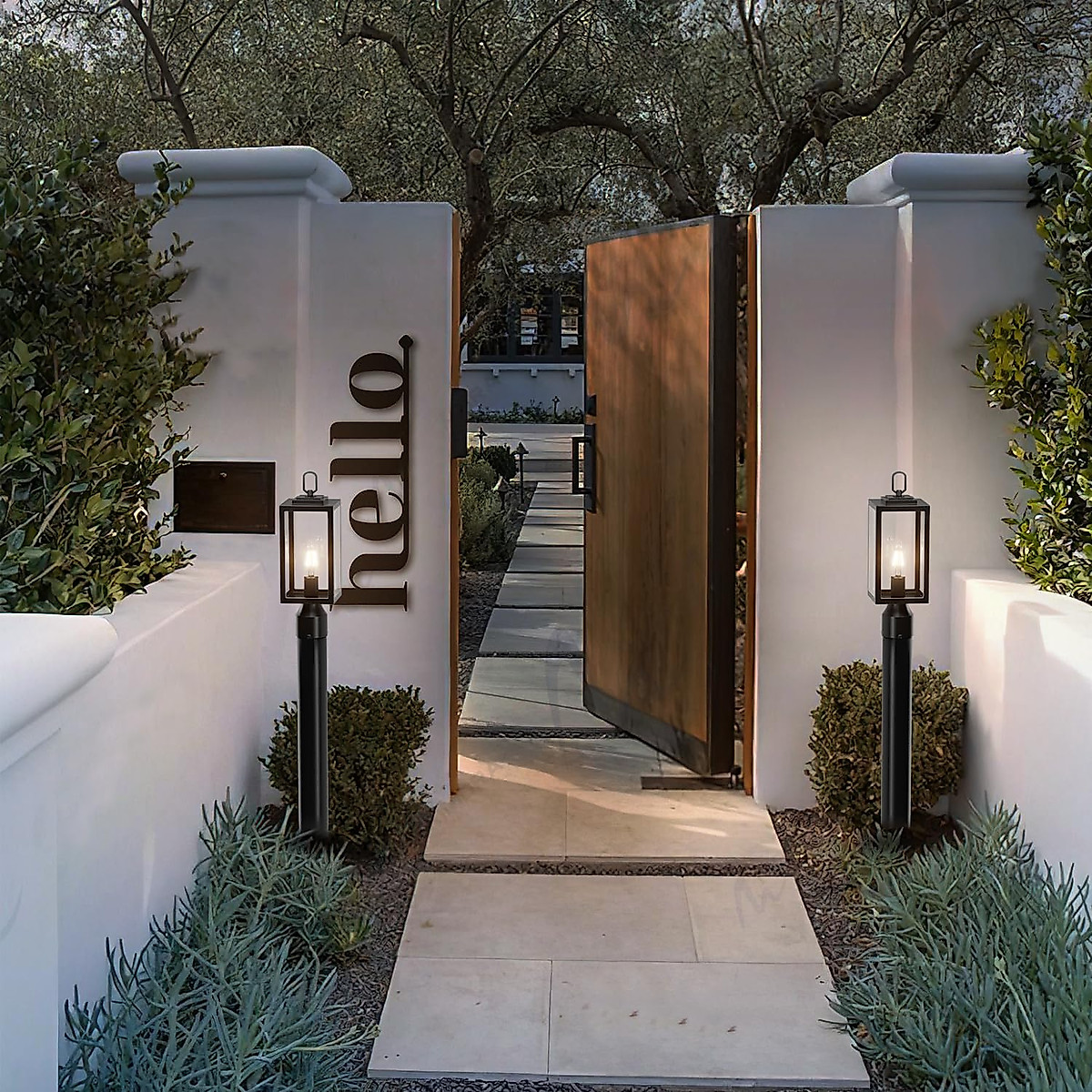 Aoceley Dusk to Dawn Outdoor Post Light with Pier Mount Base, 2-Pack Modern Lamp Post Light Fixtures Waterproof Aluminum Pier Lights Outdoor Column Lights Exterior Post Lantern with Clear Glass Shade