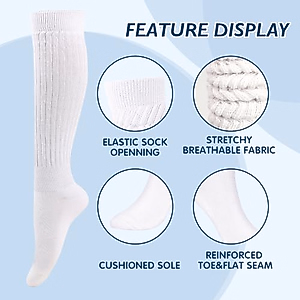 Buauty Women's Slouch Sock 4 Pairs, Scrunch Knee High Slouchy Sock, Scrunchie Boot Knit Socks for Women Girls 80s 90s
