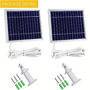 iTODOS IP65 Solar Panel Works for Arlo Pro and Arlo Pro 2, Switch Control, 11Feet USB Cable (2 Pack, Silver)