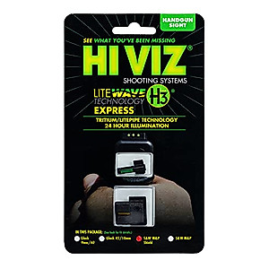 Hiviz Litewave H3 Tritium Express Handgun Sight Green/Orange Litepipes White Front Ring S&W Sheild