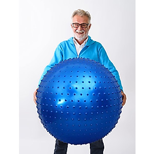 Large Sensory Massage Ball for Kids, 33.5" 85CM Bouncy Exercise Ball for Toddlers, Big Inflatable Ball with Tactile Spikes, Outdoor Ball Pool Ball Yoga Ball, Large Beach Ball (1 SET BLUE BALL)