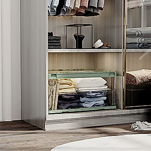 SUN & SUMMER 1 Pack Collapsible Storage Bins with Lids 20 Gallen Folding Storage Box with Wheels Folding Plastic Containers with Handle for Organizing Home Items White