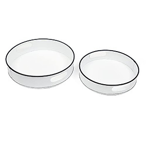 Decorative Coffee Table Tray,Galvanized Round Serving Tray for Living Room, Round Metal Tray for Ottoman or Side Table, Charcuterie Board or Cheese Platter,Set of 2 Countertop Fruit Tray Baskets