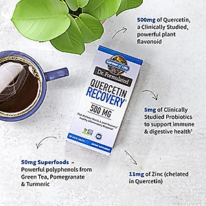 Garden of Life Quercetin Post Workout Recovery with Zinc, Turmeric & Green Tea – Dr Formulated – Healthy Inflammatory Response & Joint Support - Gluten Free, Non GMO, Carbon Neutral – 30 Tablets