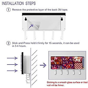 Ethnic Patchwork Elephant Floral Rack Organizer with 5 Hooks Wall Bathroom Kitchen Shelf Rack Multifunctional Storage Shelf