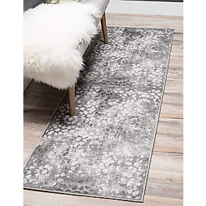 Unique Loom Sofia Collection Area Rug - Larvotto (2'x 6' 7" Runner, Dark Gray/ Ivory)