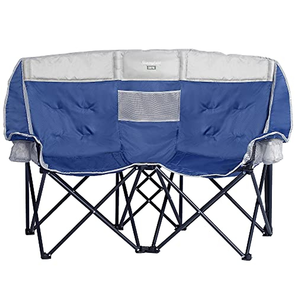 SUNNYFEEL Folding Double Camping Chair, Portable Duo Loveseat Chair, Padded Foldable Lawn Chairs with Cup Holder for Beach/Outdoor/Travel/Picnic, Fold Up Camp Chairs for Adults Heavy Duty 2 Person
