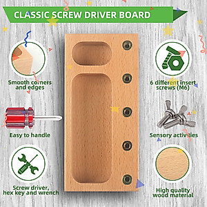 MEROCO Montessori Screwdriver Board Set for Kids, Montessori Toys for 2 3 4 5 Year Old, Wooden Educational Learning Sensory Nuts and Bolts Toys for Toddlers Preschool Stem Waldorf Toys Gift