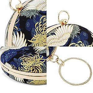 zebrum Womens Evening Clutch Bag Designer Evening Handbag Hand Bag,Lady Party Wedding Clutch Purse (Blue-Big round)