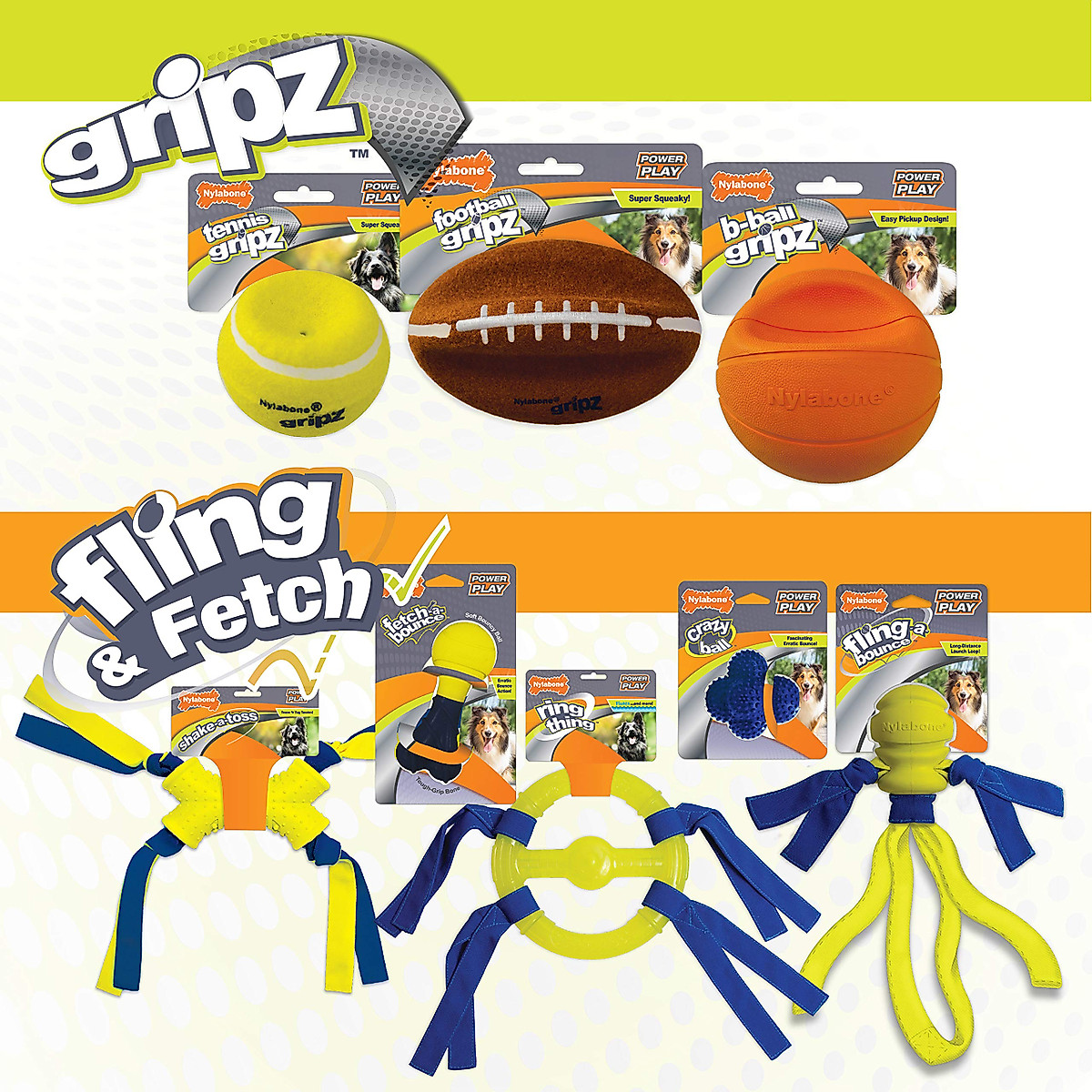 Nylabone Power Play Felt Football Gripz Fetch Toy, Squeaky Ball Chew Toy for Dogs, Large (1 Count)