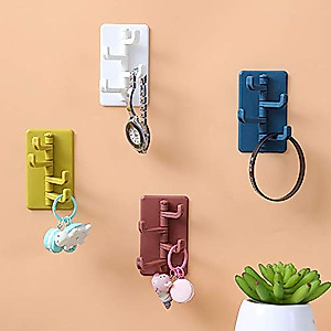 Surogar Self Adhesive Heavy Duty 20 lb(Max) Wall Hooks& Ceiling Hanger ,Organize and Decorate Your Kitchen Bathroom Ceiling Office (4 Pack 4 Colour)