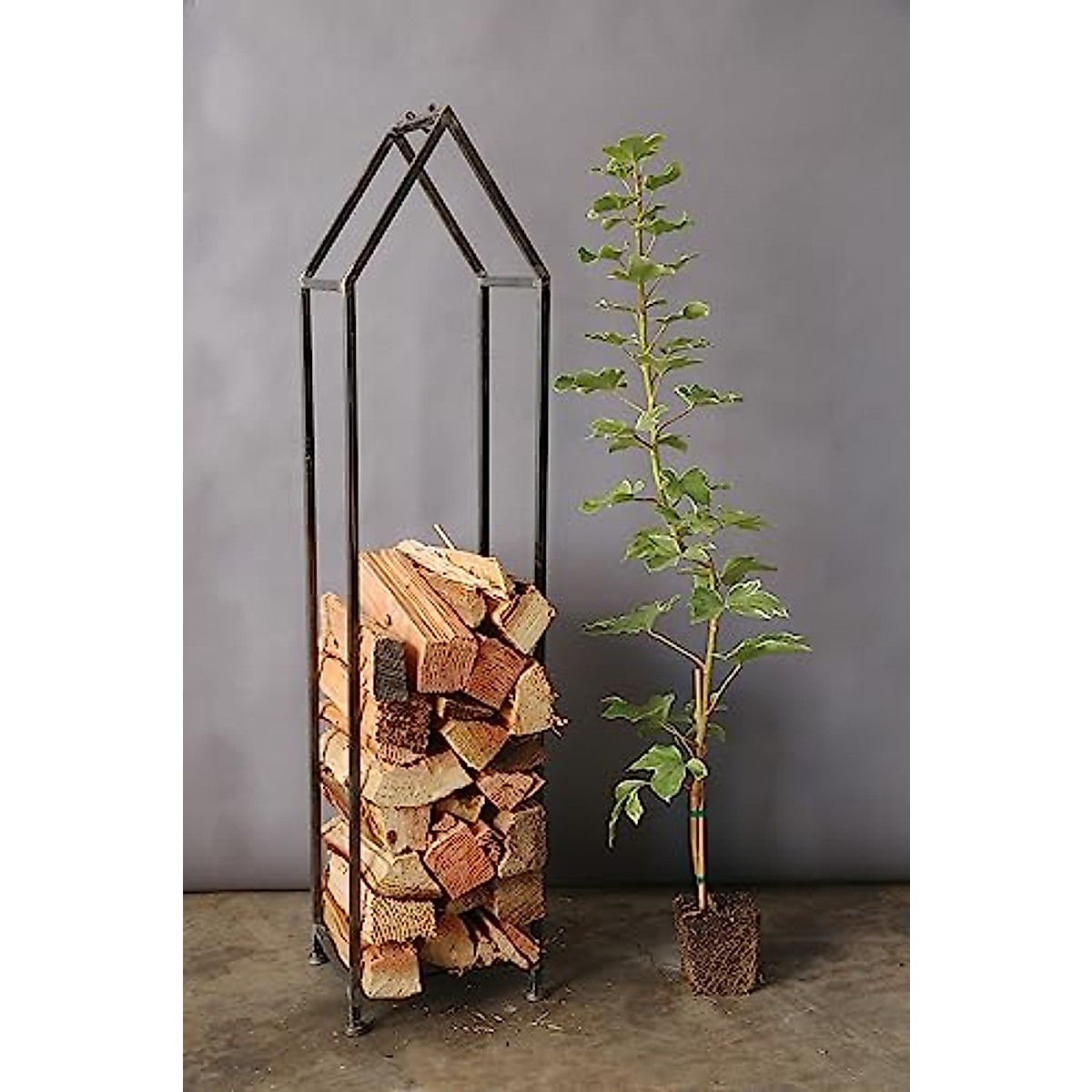 Creative Co-Op Metal House Shaped Fire Wood Holder with Handle