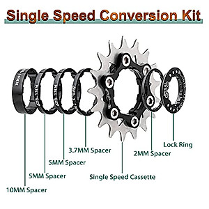 MUQZI Bike Single Speed Freewheel Kit Single Speed Conversion Kit for MTB Fixed Gear Road Bike, 16T