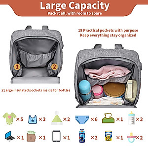 Diaper Bag Backpack, Billiton Diaper Bags for Baby Boy Girl,Baby Bags for Boys Girls,Large Diaper Bag with Changing Station Pad, Multi-Function Waterproof Baby Diaper bag backpack, Grey