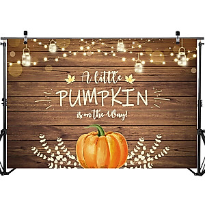 Mocsicka Fall Pumpkin Baby Shower Backdrop 7x5ft Autumn Rustic Wood Fall Baby Shower Party Decorations Photo Booth Backdrops A Little Pumpkin is on The Way Photography Background