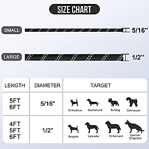 Joytale 6/5/4 FT Leashes for Large Medium Breed Dogs, Heavy Duty Nylon Braided Rope Dog Leash, Comfortable Padded Handle Strong Leashes with Poop Bags and Dispenser, Black, 6'×1/2''