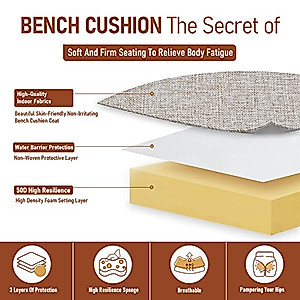 Focuprodu Bench Cushion 42 inch, Patio Furniture Cushions, Personalized Custom Non-Slip Durable Window Cushions Chair Cushions. 90+ Colors to Choose from. (42x18x2.5, Light Brown)