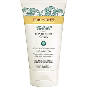 Burt's Bees Natural Acne Solutions Pore Refining Cleansing Scrub, Exfoliating Face Wash for Oily Skin, 4 Oz (Package May Vary)