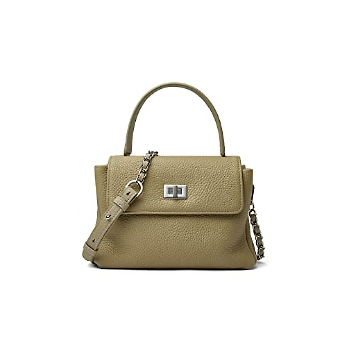 DORIS&JACKY Genuine Leather Top Handle Handbags Small Satchel Crossbody Purse With Lock Flap (3-Grey)