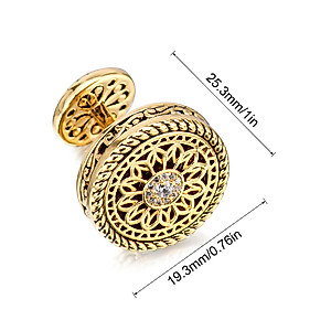 Cuff Links Mens, Cufflinks for Men, Men's Cuff Links for Wedding, Business, Father's Day, Gift for Men, 18K Gold Plated with Luxury Wooden Gift Box