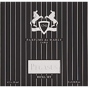 PARFUMS de MARLY - Pegasus - Refill Travel Set - 3 x 0.35 Fl Oz - Eau De Parfum For Men - Top Notes Cypress, Bergamot, Heliotrope - Heart Notes Jasmine, Lavender, Bitter Almond - 3 x 10ml