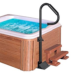 Neorexon Hot Tub Handrails, 38"-58" Adjustable Height SPA Handrail with 360 Swivel Option& Non-Slip Handle, 600 LBS SPA Side Handrail Slide Under Mount Base for Indoor & Outdoor