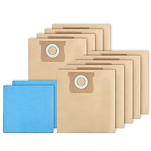 KEEPOW 19-3100 Shop Vac Bags Fit for Stanley Shop Vac 5-6 Gallon Wet Dry Vacuum, 9 Disposable Filter Bags + 2 Reusable Filter Bags