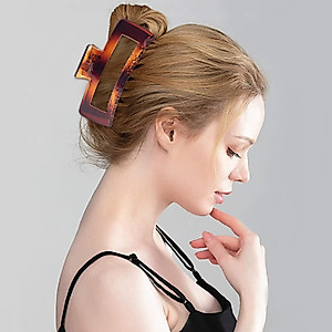 4 Pack Extra Large Hair Claw for Women, 5'' Strong Hold Bright Clamps for Thick and Long Hair, 90's Non-slip Square Jaw Clips for Curly Hair,