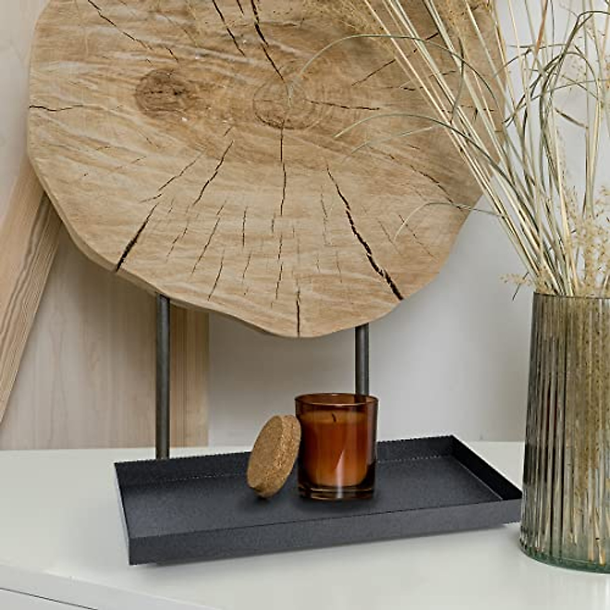 Aglary Rectangle Black Matte Metal Tray, Suit for Candle Holder, Vanity Decor Projects, Bathroom Toilet Tank Tray, Perfume or Jewelry Storage, and Coffee Table Centerpiece