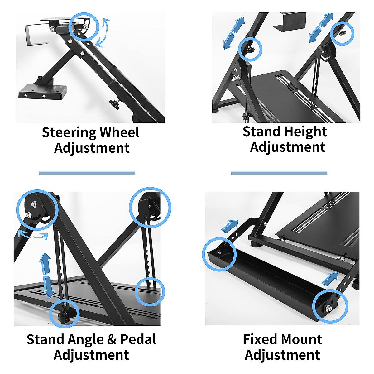 Anman Foldable Sim Racing Wheel Stand with Fixed Slot Fit for Logitech G25 G27 G29 G920 G923 Fanatec Thrustmaster Racing Simulator Tilt Adjustable Steering Wheel Stand,Wheel & Pedal Not Included