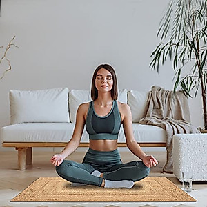 Ekakshx Hand Woven Jute Braided Rug, 2'x3' Natural Color Door Mat Entryway Rug Reversible Farmhouse Accent Rugs for Living Room, Kitchen, Bedroom - 24x36 Inches