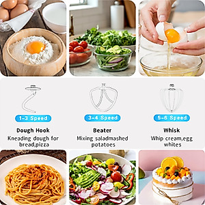 DOBBOR Electric Stand mixer, 9.5QT 660W 7 Speeds Tilt-Head Dough Mixers, Bread Mixer with Dough Hook, Whisk, Beater, Splash Guard for Baking Bread, Cake, Cookie, Pizza, Muffin, Salad and More - Gold