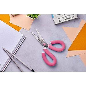 It's Academic Pillow Grip Scissors with Comfortable Handles, Blunt Tip, 8-inch Length, Perfect For Classroom Use, Pink