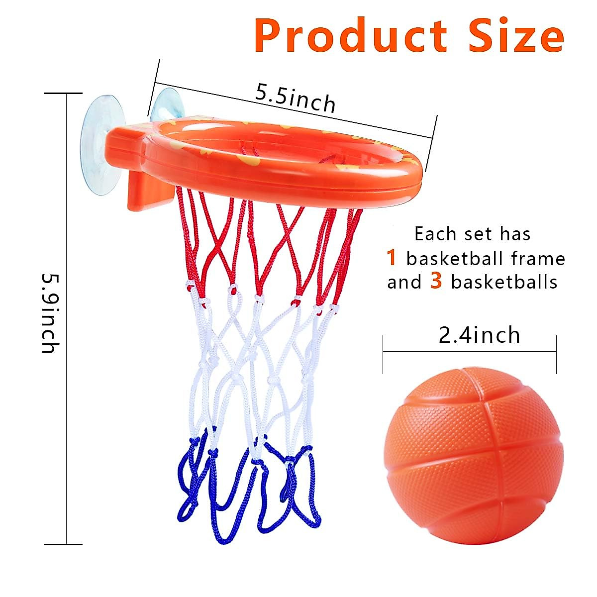 OBTANIM Bathtub Fun Basketball Hoop Balls Set Bathroom Shooting Game Toy for Toddler Kids Children Baby Bath Tub