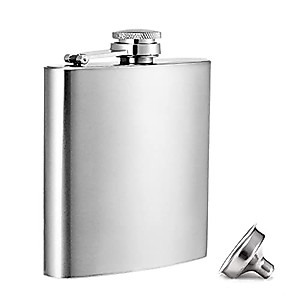 Hillside-Kit Hip Flask Pocket Alcohol Dranking Flask 6 OZ Stainless Steel Leak proof with Funnel Flask set (Silver)