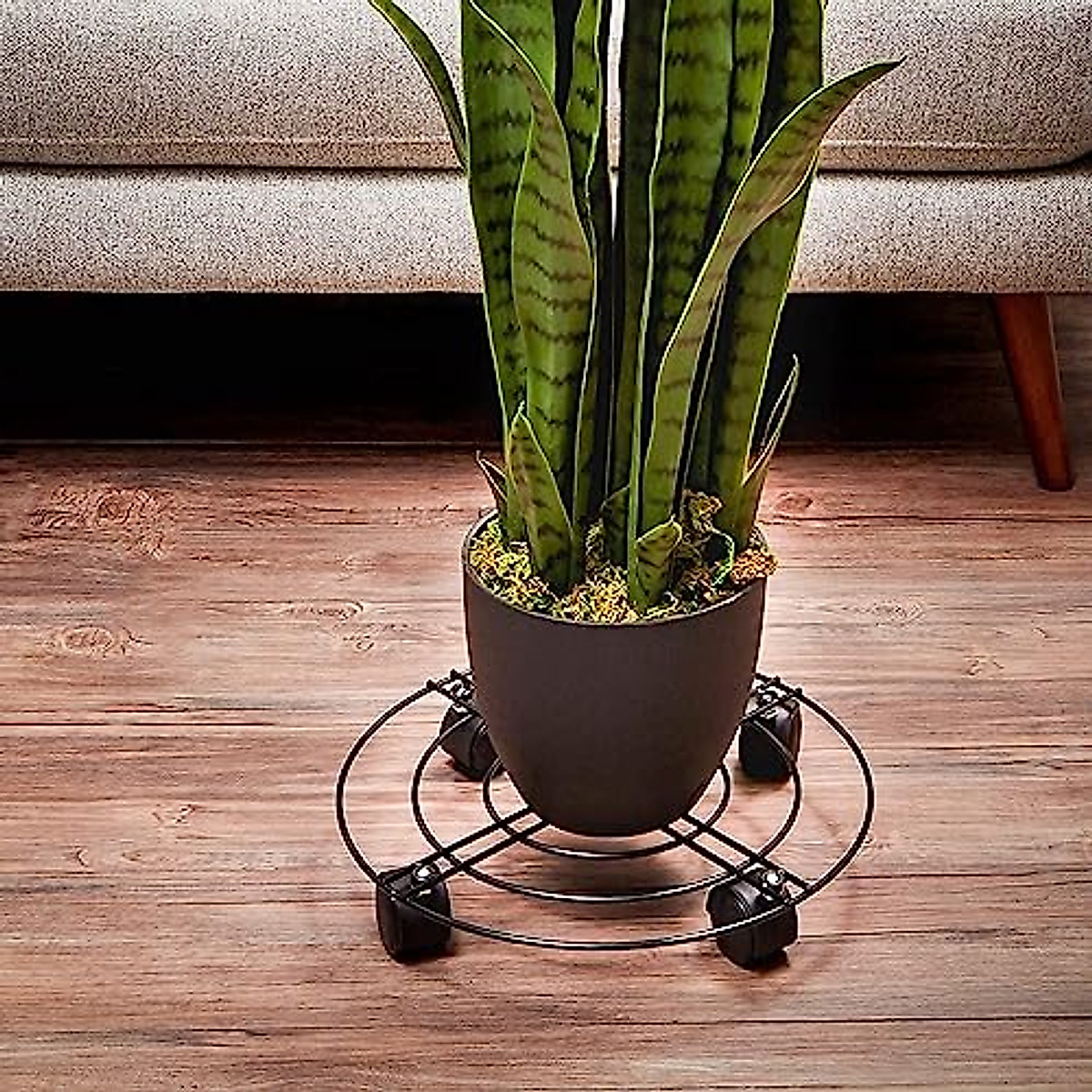 Juvale 12.5inches Iron Plant Caddy with Heavy Duty Wheels Casters, Metal Plant Dolly Rolling Flower Pot Planter Stand Mover on Round Rack, Rustproof for Indoor Outdoor Home Garden Patio, Black 12.5 inches