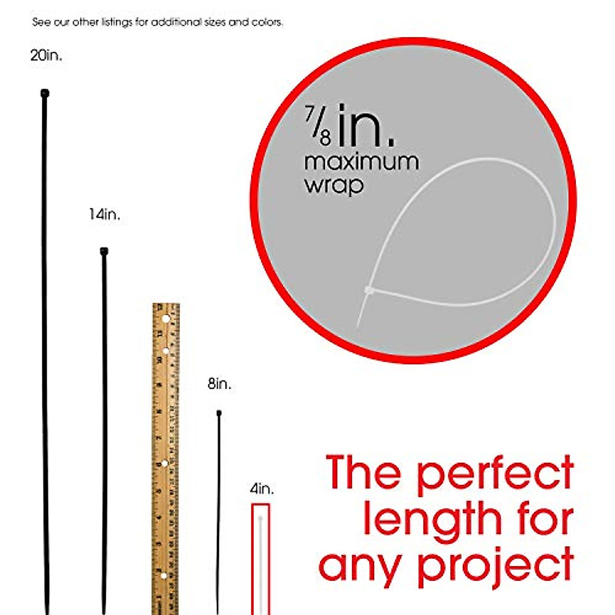 Power Gear 4-Inch Zip Ties, 100 Pack, Durable Nylon, Self-Locking, 18 Lbs. Tensile Strength, 7/8 Inch Maximum Diameter, Clear, 51225