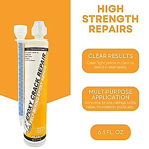 Akona Epoxy Crack Repair - Injectable Crack Filler, Repair Concrete, Brick, Foundational Cracks, & Water Leaks, Seals Holes, High Strength, Clear Liquid Epoxy Resin (6 Ounce, 1)