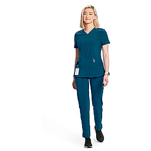 Cherokee Infinity Women Scrubs Top V-Neck CK865A, M, Caribbean Blue