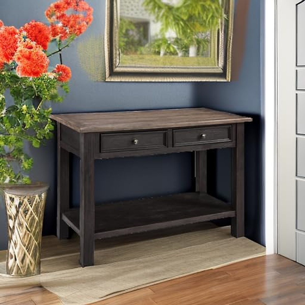 Signature Design by Ashley Tyler Creek Modern Farmhouse Sofa Table, Brown & Black