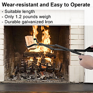 Fireplace Tools Fire Pit Accessories - 25" Fireplace Tongs and 32" Poker Set - Stove Accessories Fire Tongs Solid Poker Stick Tools - Log Grabber Heavy Duty Rust Resistant for Indoor and Outdoor use