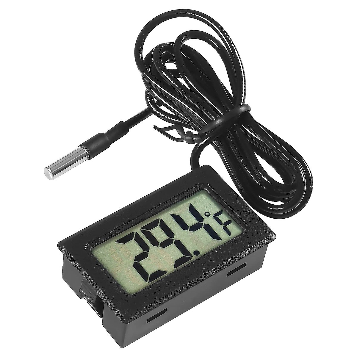 Alinan 6pcs Embedded Digital LCD Thermometer Temperature Monitor with External Probe for Fridge Freezer Refrigerator Aquarium (Fahrenheit) Black 1 Meter