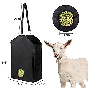 VCZONE 2 Packs Goat Hay Feeder Bag, Hay Feeder Bag with 1680D Oxford Cloth Fabric, Hanging Feeder Bag for Horse Sheep Donkeys Cattle (Black)