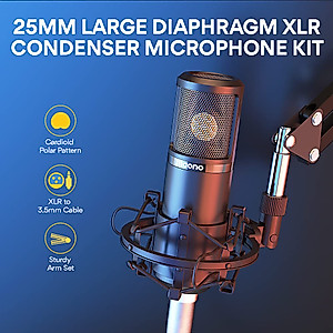 MAONO Podcast Equipment Bundle Audio mixer All-in-One Podcast Production Studio with 3.5mm Microphone for Live Streaming, Podcast Recording, PC, Smartphone, DJ MaonoCaster Lite (AU-AM200-S6 Black)