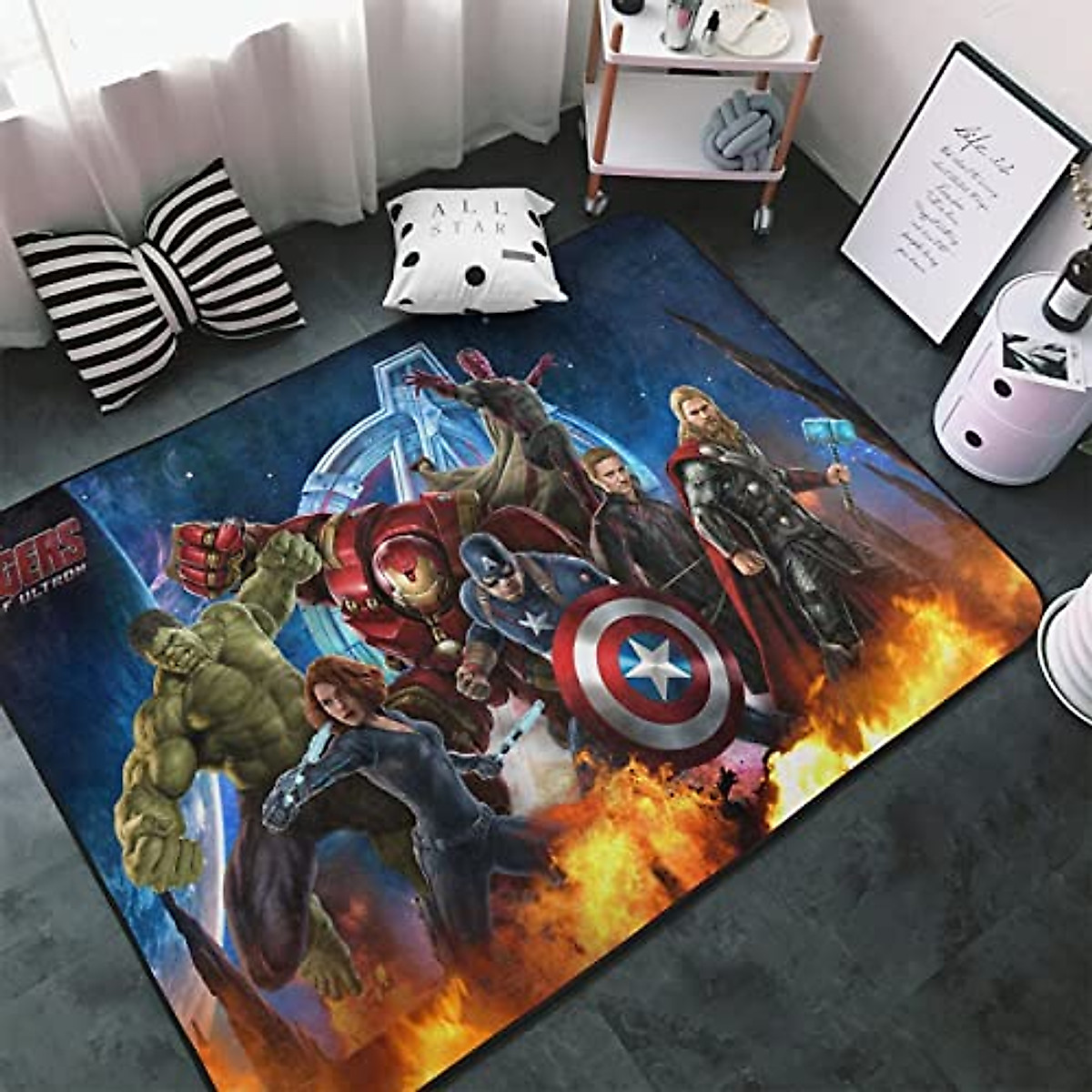 KIYOME Movie Hero Rug Area Rug Non-Slip Washable Cover Floor Rug Carpets for Kitchen Bedroom Indoor, 60x39 inch