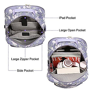 LOVEVOOK Laptop Backpack Purse for Women, Fashion Work Business Travel Computer Bags, College Nurse Backpack for Womens, Casual Daypack, Fit 15.6 Inch Laptop, Flower-Pink Purple