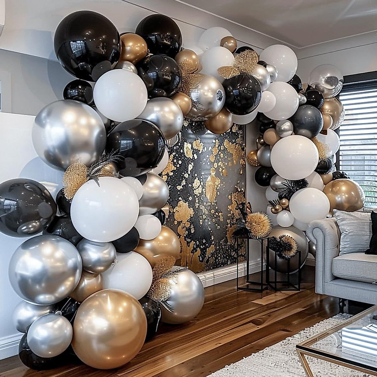 Captank Black Balloons Double Stuffed Balloon Garland Latex Different Size 18/12/5 inch Balloons Arch Kit for Birthday Anniversary Holiday New Year Halloween Ridder Star Wars Theme Party Decorations